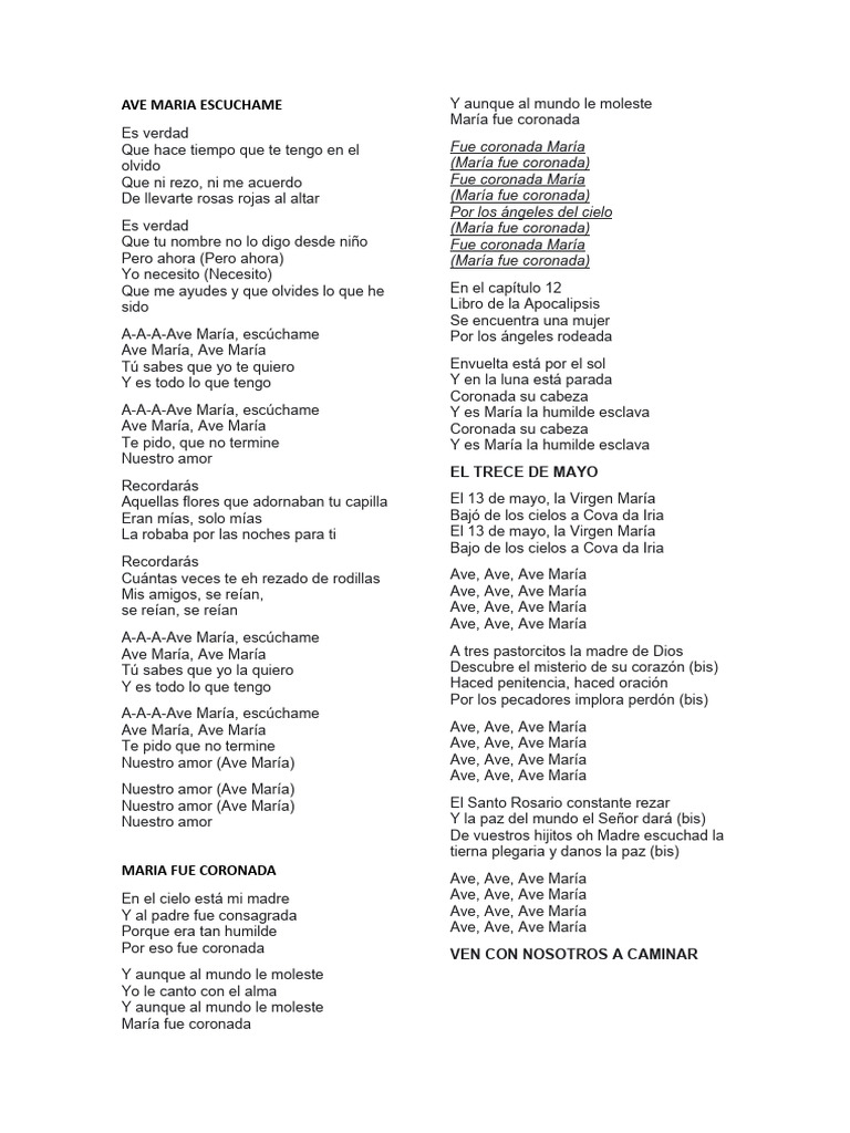 Canciones Virgen Maria | Descargar gratis PDF | María, madre de Jesús | Oración