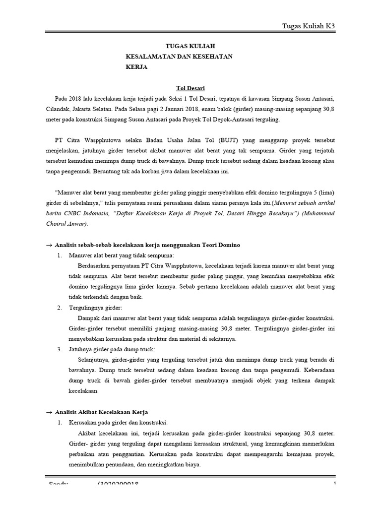 TUGAS KULIAH k3 Untuk Uas | PDF | Teknologi & Rekayasa