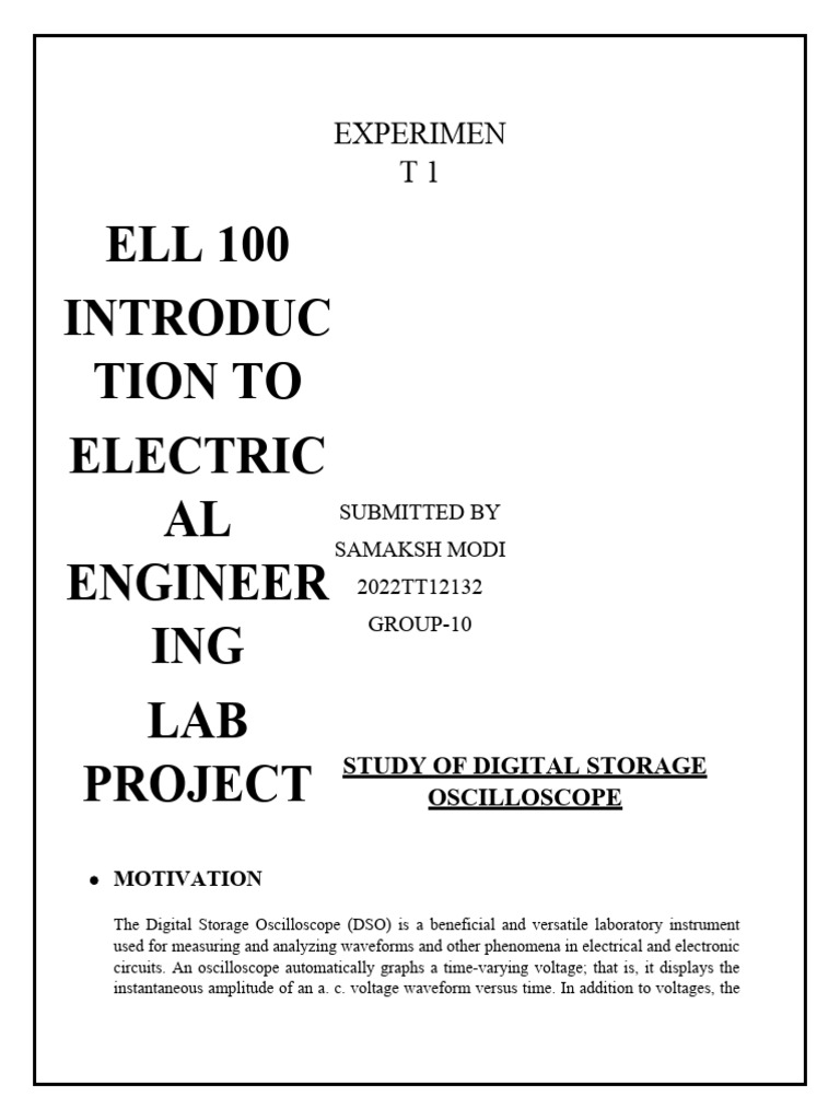 ELL 100 Lab Project | PDF | Amplitude | Electrical Engineering