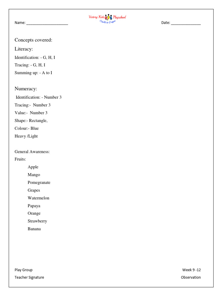 PG-Worksheet_9-12 Week | PDF