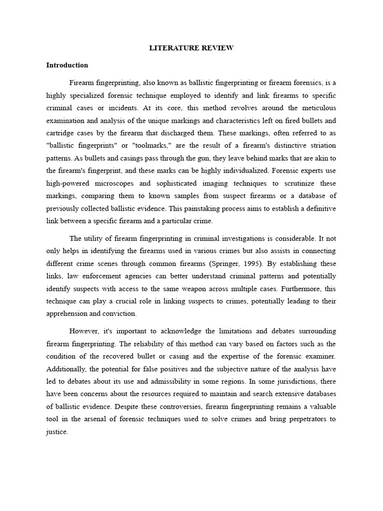 Firearm Fingerprinting in Forensics | PDF | Fingerprint | Forensic Science