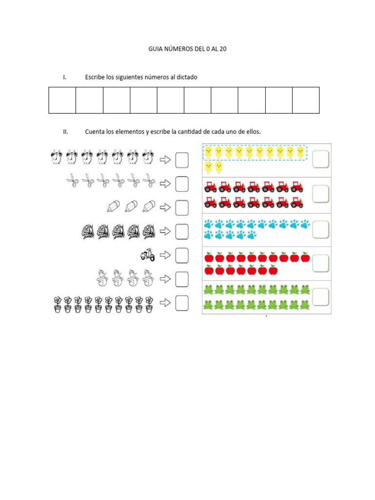 Guía Básica de Números 0-20 | PDF