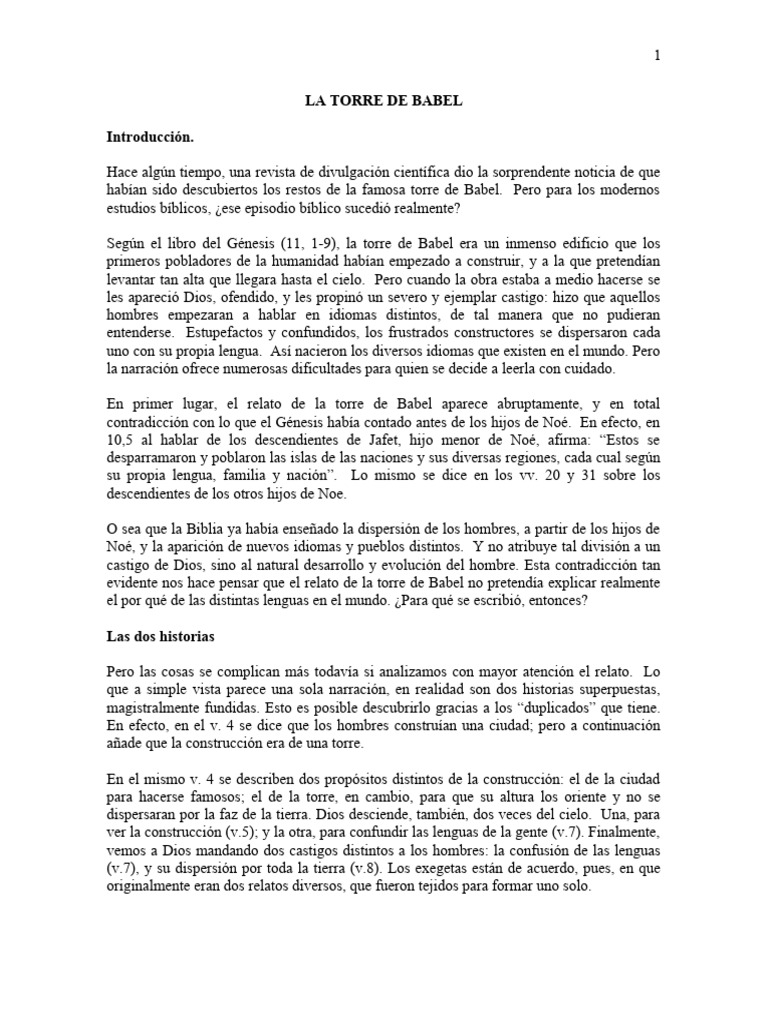 Torre de Babel | PDF | Libro del Génesis | Babilonia