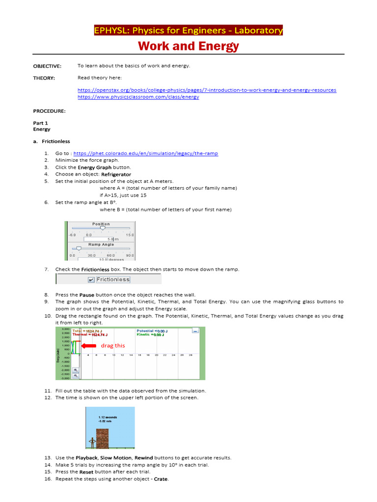 WEEK 7 - Work and Energy ORTEGA K4 | PDF | Potential Energy | Kinetic ...