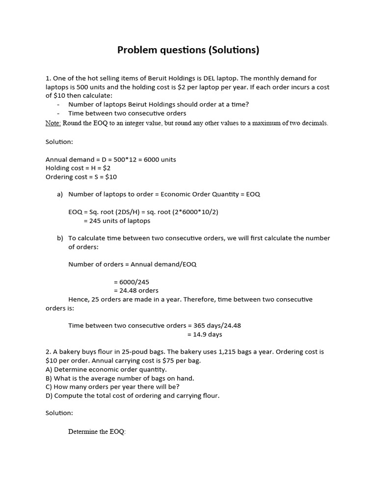 Solution - Problem Questions | PDF | Mathematics | Business Economics