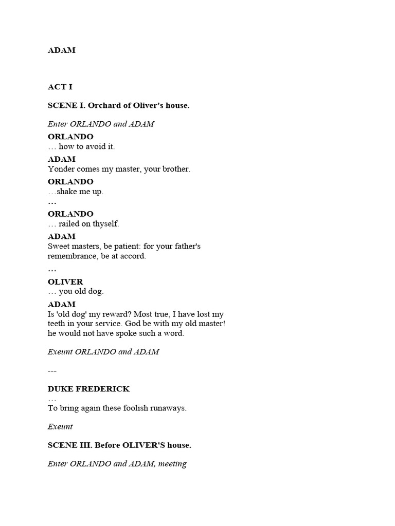 Orlando and Adam's Loyalty in As You Like It | PDF