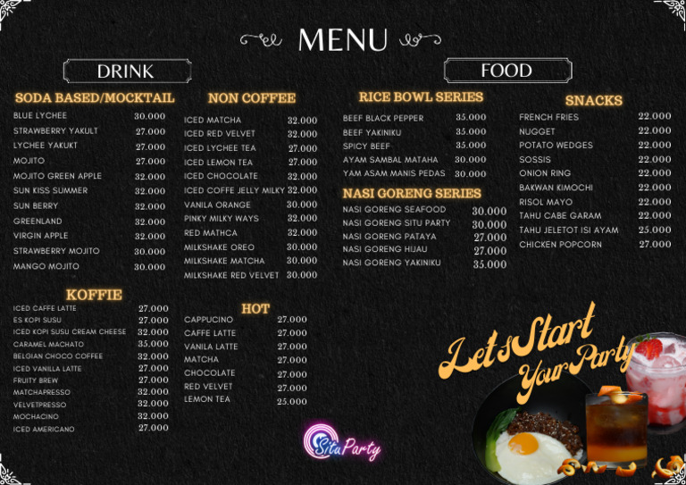Beverage and Snack Menu Prices | PDF | Foods | Cuisine