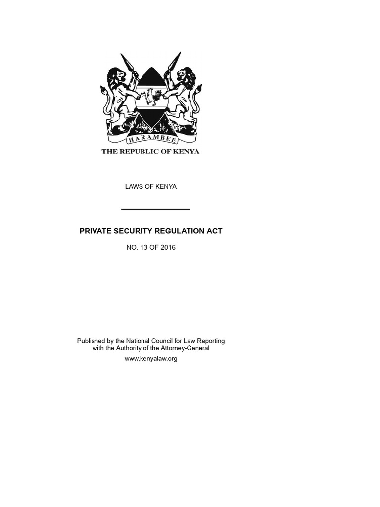 Kenya Private Security Act | PDF | Security Guard | License