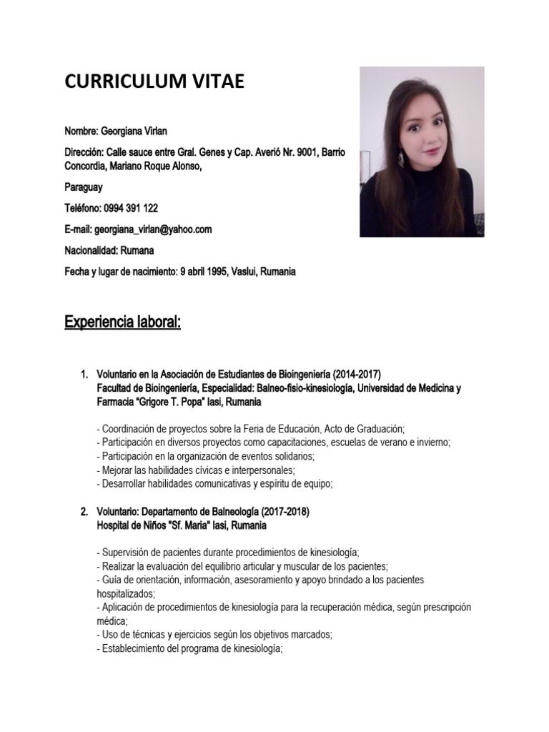 Virlan Georgiana CV 2023 | PDF | Masaje | Terapia física