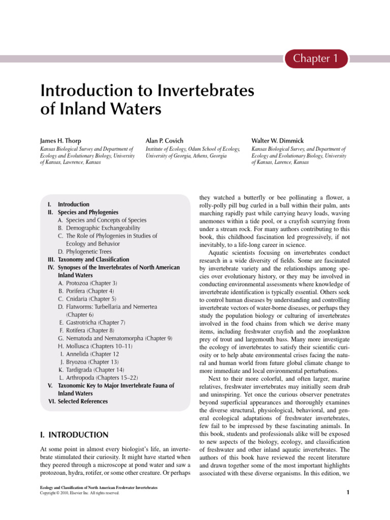 Chapter 1. Introduction to the invertebrates_thorp2010 | PDF | Species ...