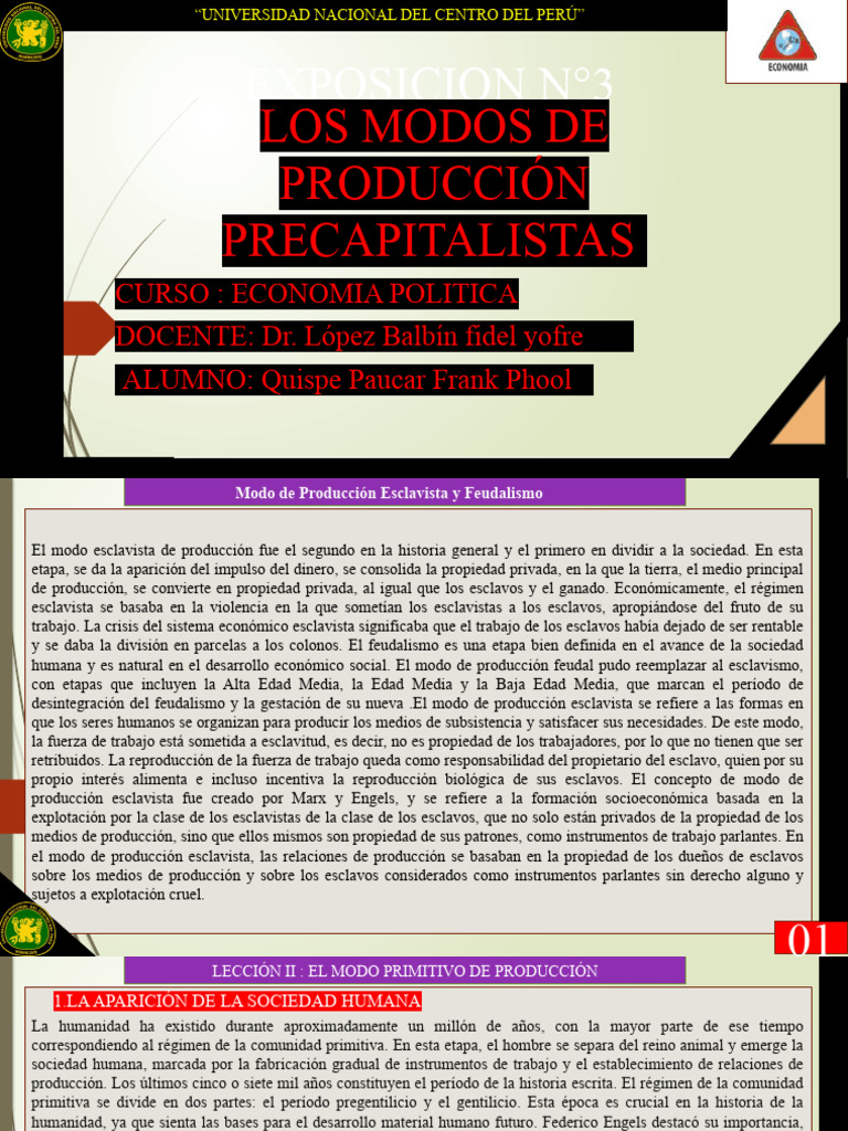 GRUPO N°3.3 MODOS DE PRODUCCIÓN PRECAPITALISTAS - Pptxs.pptxs - PPTXC | PDF | Feudalismo | Sociedad