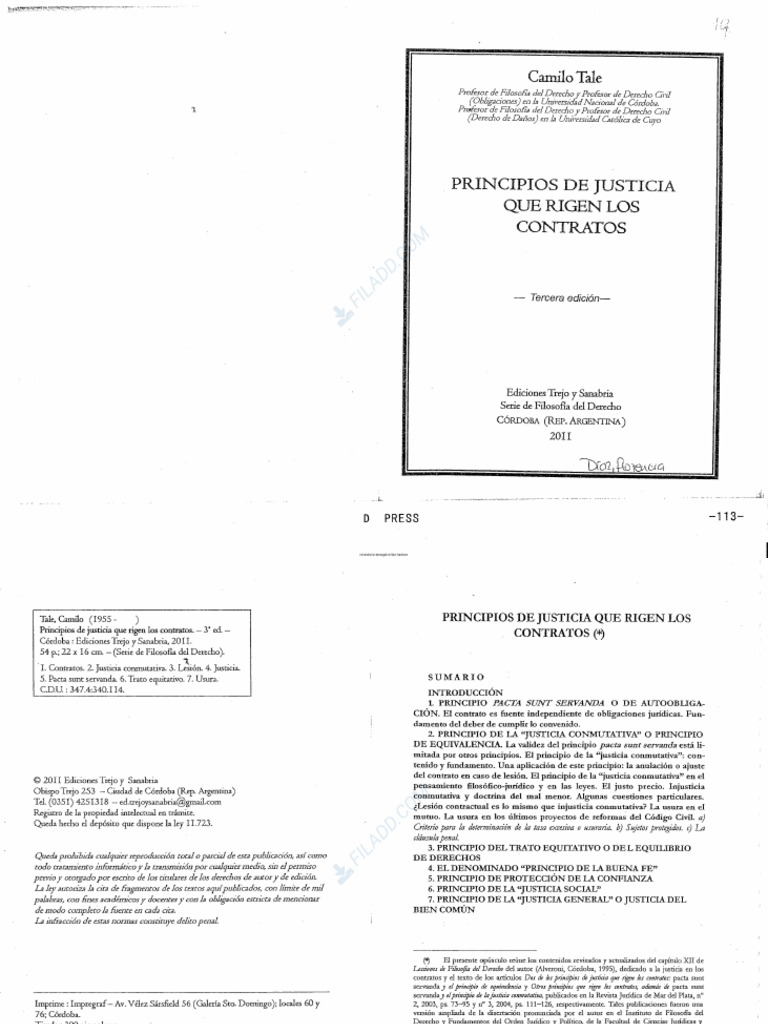 Ppio de Justicia de Los Contratos - Tale | PDF
