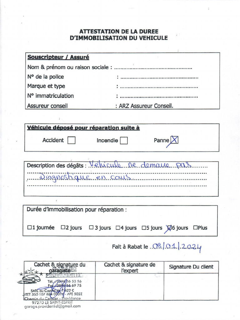 Attestation D'immobilisation | PDF