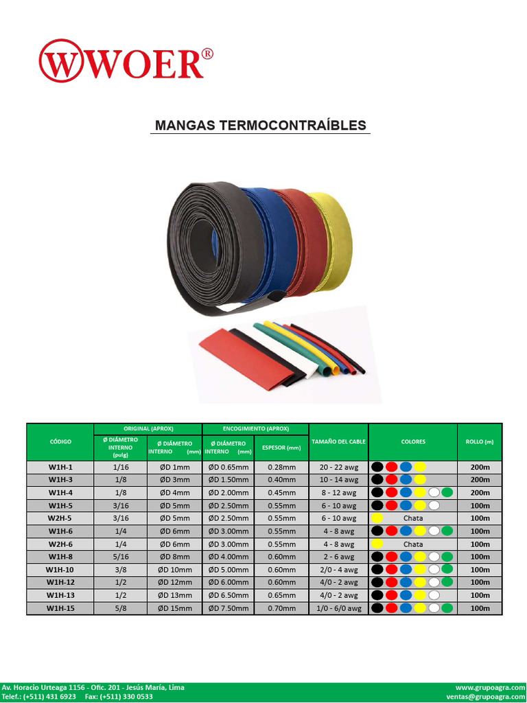 Mangas Termocontraibles Medidas | PDF