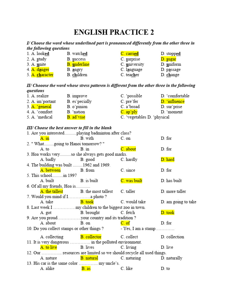 English Practice 2 | PDF