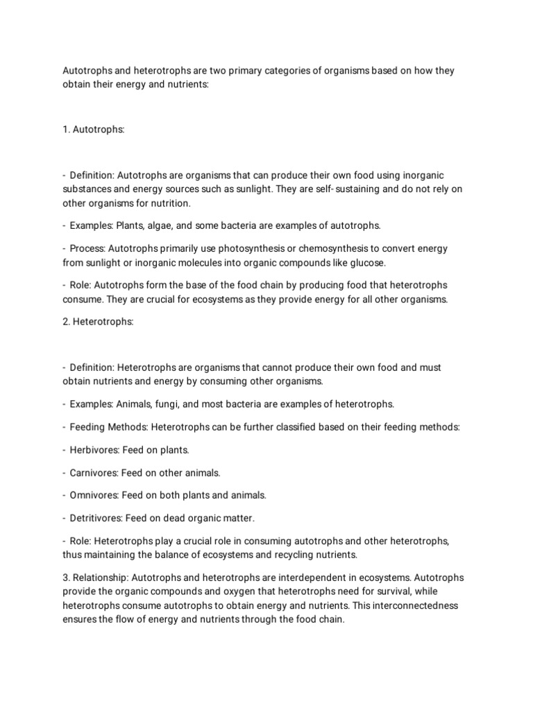 Autotrophs and Heterotroph | PDF | Systems Ecology