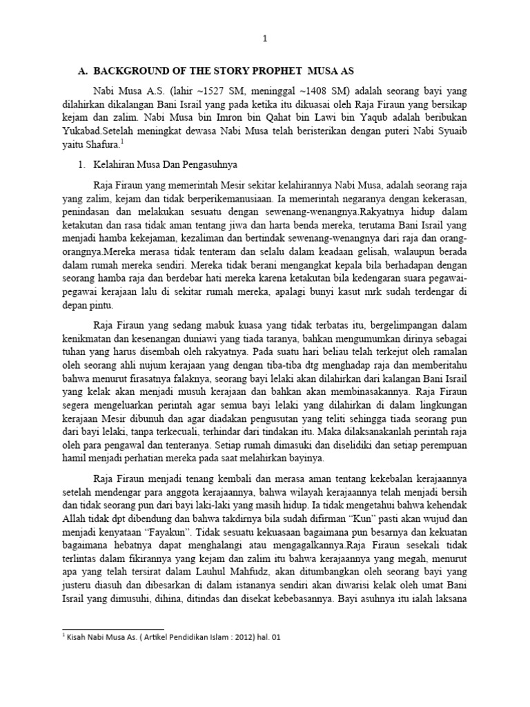 Kisah Nabi Musa: Dari Lahir hingga Dakwah | PDF