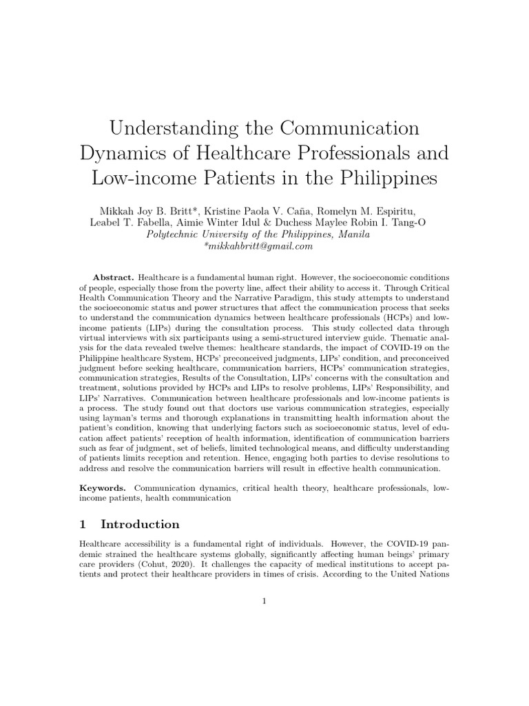 Understanding The Communication Dynamics of Healthcare Professionals ...