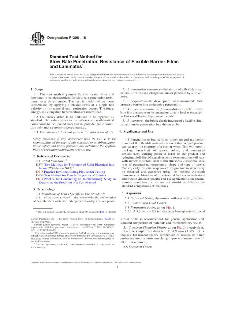 Astm F1306-16 | PDF