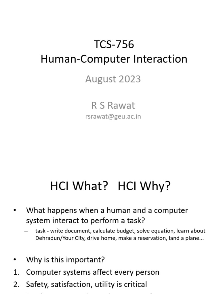 1 Hci Introduction Pdf Human Computer Interaction Usability