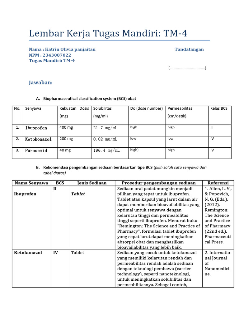 Lembar Kerja Tugas Mandiri - TM-4 - Nama Lengkap - NPM | PDF