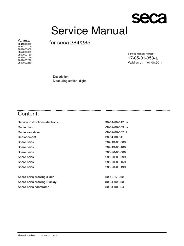 Seca 284/285 Service Manual Guide | PDF | Calibration | Usb