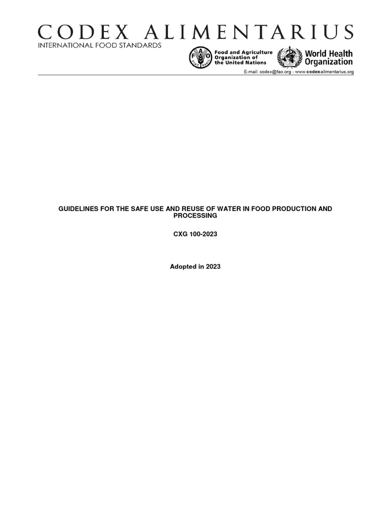 Guidelines for the Safe Use and Reuse of Water in Food | PDF | Drinking ... Guidelines for the Safe Use and Reuse of Water in Food | PDF | Drinking ...