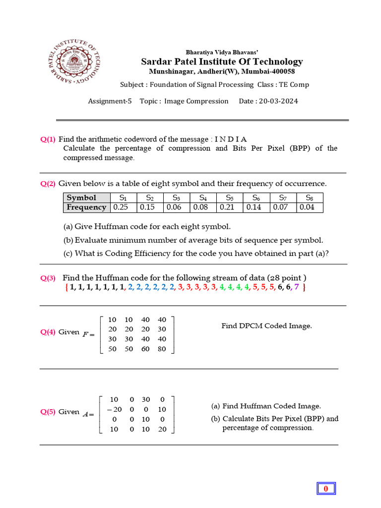 Assignment 5 Compression Pdf Data Compression Computer Science