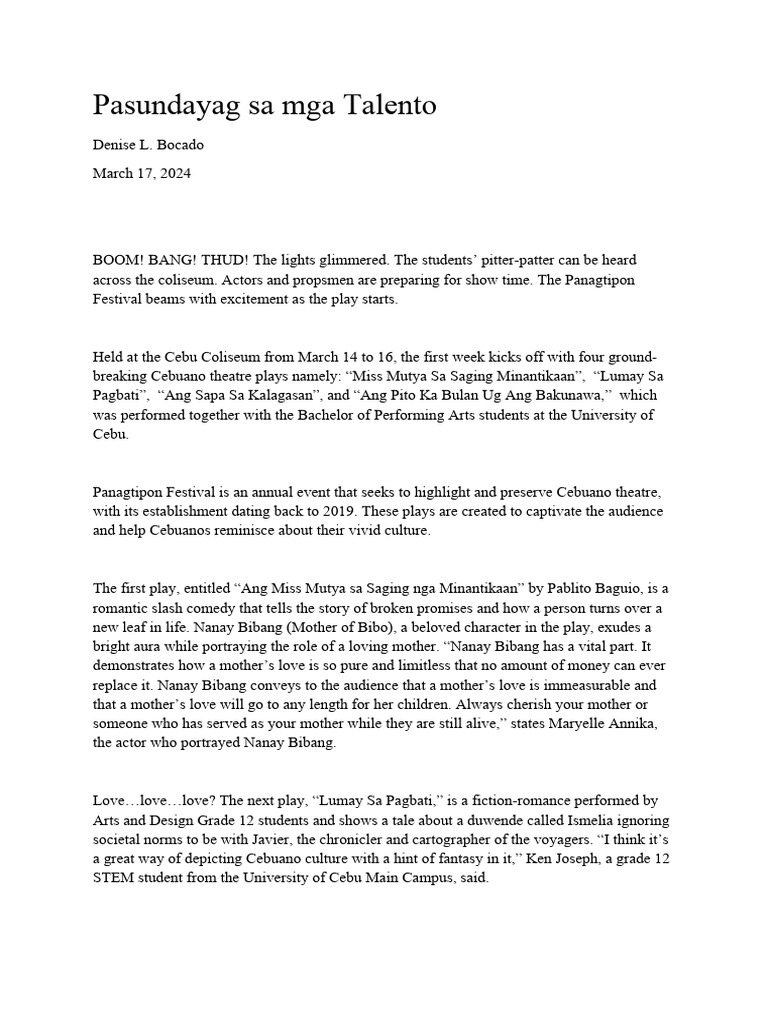 Pasundayag Sa Mga Talentofinal Article | PDF | Poetry