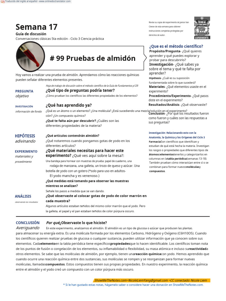 C3 W17 Science Experiment - En.es | PDF | Química | Experimentar
