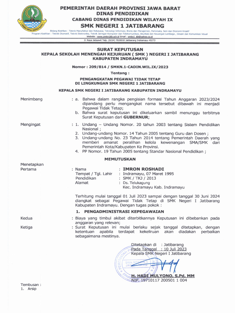 SK Juli 2023_IMRON ROSADI | PDF