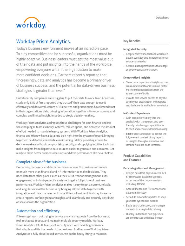 datasheet-workday-prism-analytics | PDF | Analytics | Data