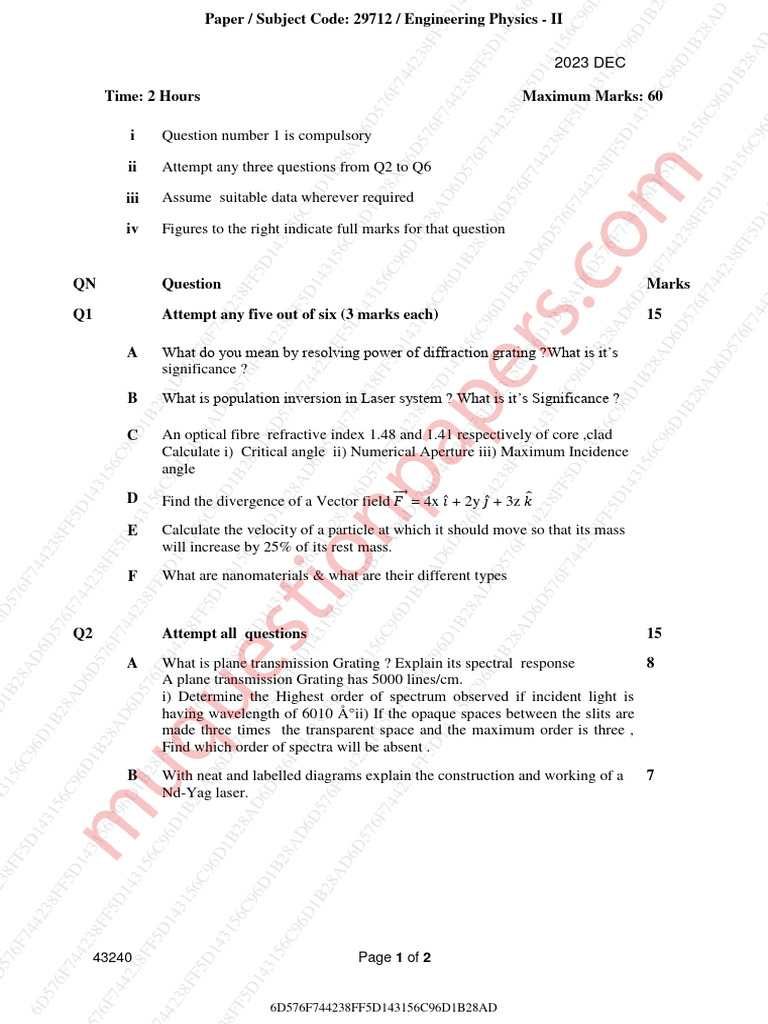 FE_SEM2_PHY2_DEC23 | PDF | Radiation | Light