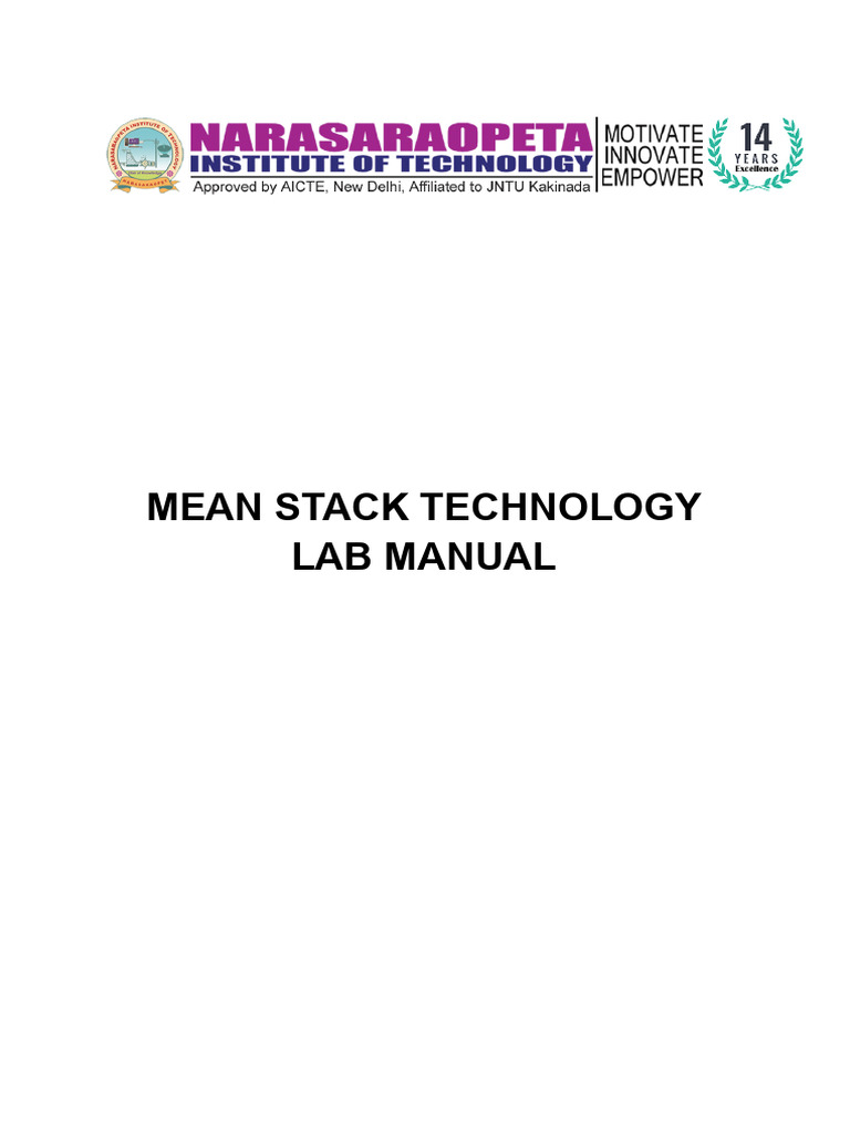 MEAN STACK TECHNOLOGIES Lab Manual | PDF | Class (Computer Programming) | Html