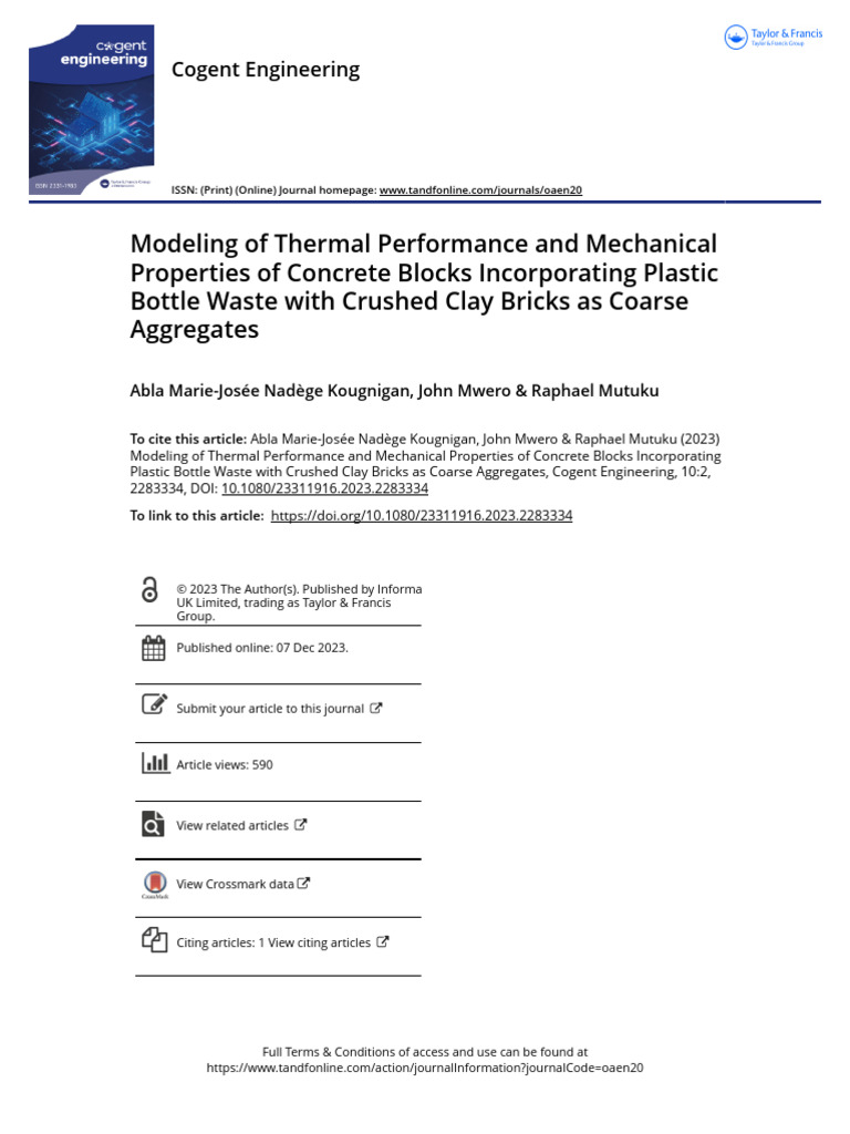 Modeling of Thermal Performance and Mechanical Properties of Concrete ...