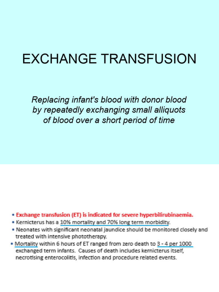 Exchange Transfusion Neonates | PDF | Blood Transfusion | Tissue (Biology)