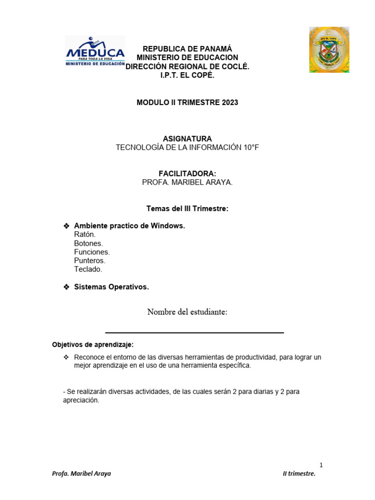 Guía 10F Tec. Inform.-2do-Trim | PDF | Hardware de la computadora | Sistema operativo