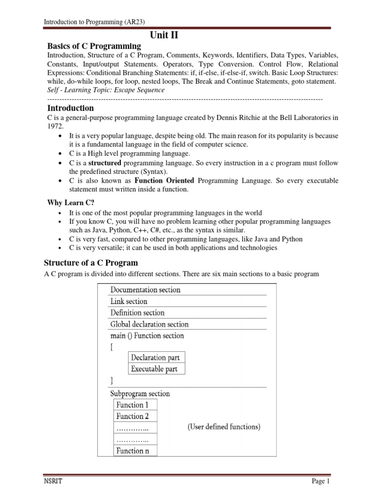 Unit 2 | Download Free PDF | Data Type | C (Programming Language)