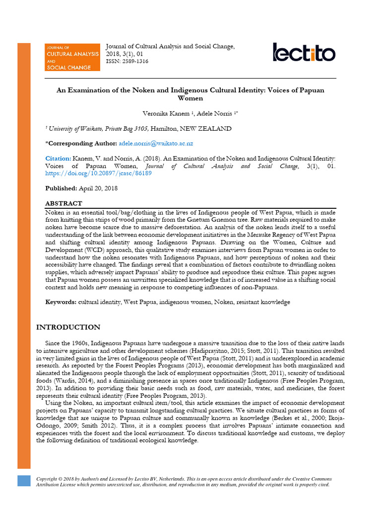 An Examination of The Noken and Indigenous Cultural Identity Voices of ...