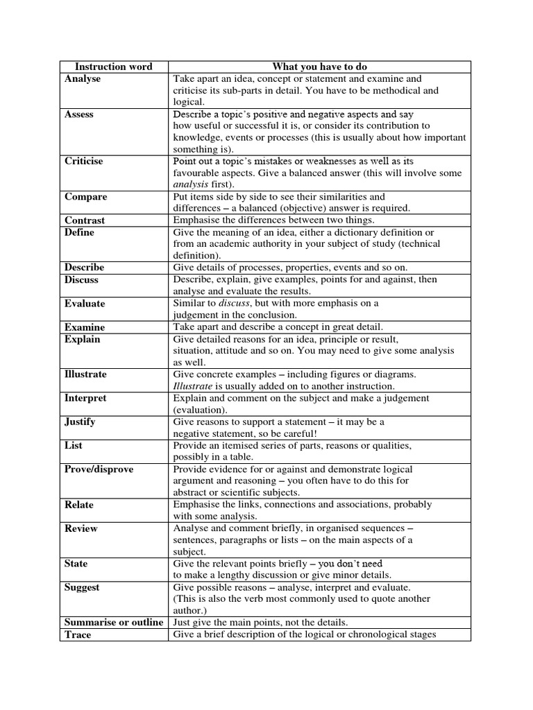 Instructions On How To Tackle Questions | PDF | Reason | Idea