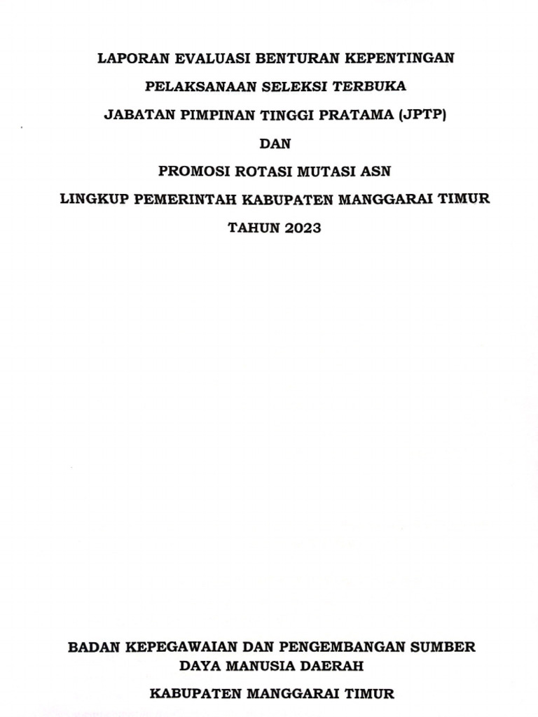 Laporan Evaluasi Benturan Kepentingan Tahun 2023 | PDF