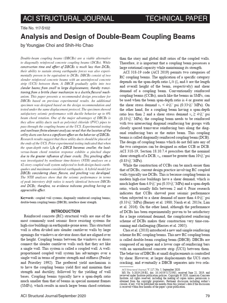 Analysis and Design of Double-Beam Coupling Beams | PDF | Beam (Structure) | Reinforced Concrete