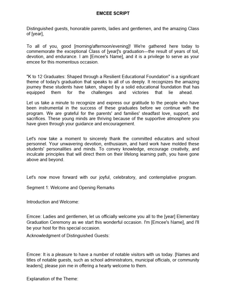 EMCEE SCRIPT GRADUATION-version 1 | PDF