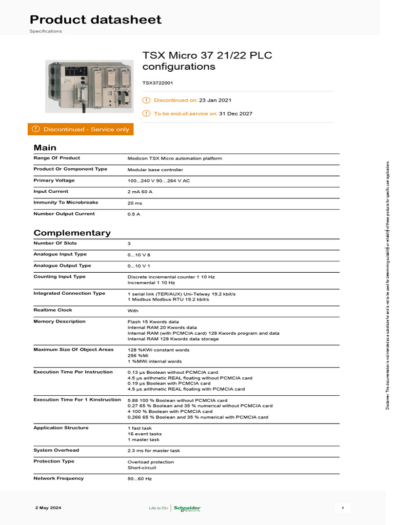 Schneider Electric - Modicon-TSX-Micro - TSX3722001 | PDF ...