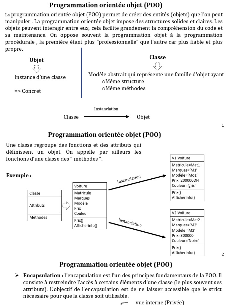 Objet Classe: Instanciation | PDF | Classe (informatique) | Programmation orientée objet