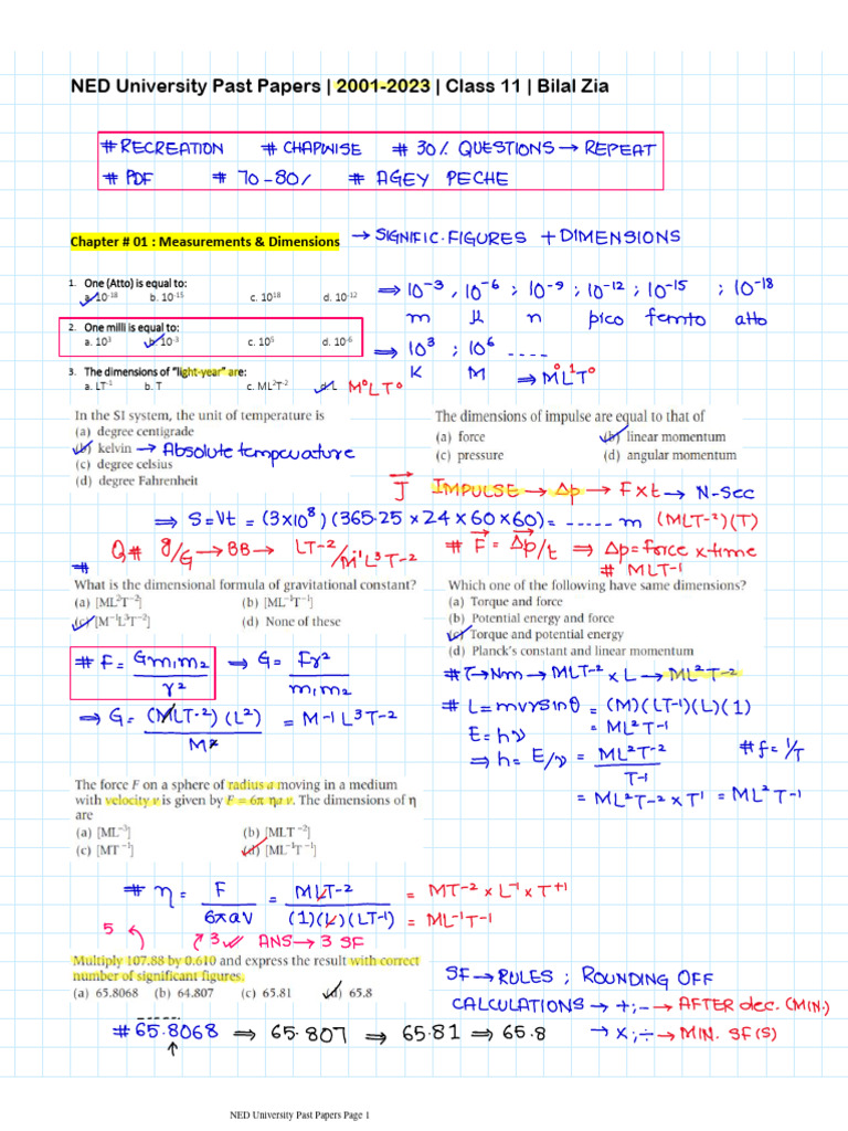 NED University Past Papers 2001-2023 Class 11 | Download Free PDF | Force | Waves
