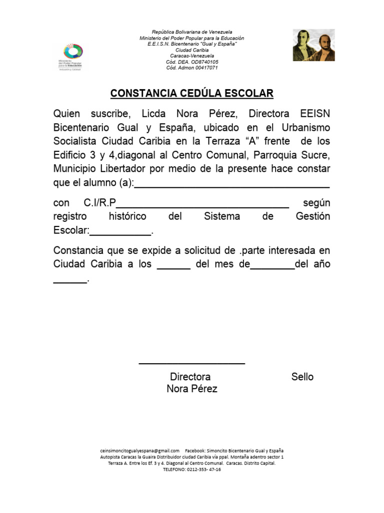 cedula de escolar modelo | PDF