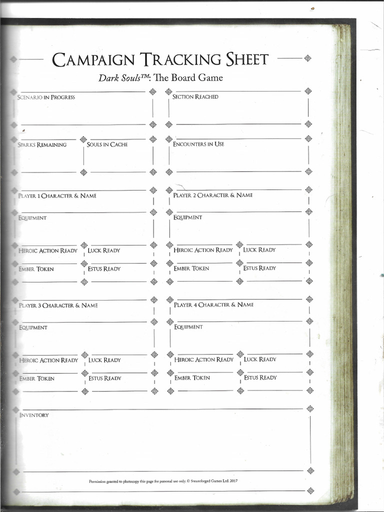 Dark Souls BG Sheet | PDF