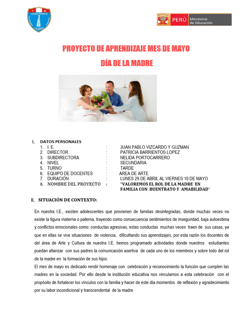 Proyecto Dia-de-La-Madre | PDF | Evaluación | Conceptos psicologicos
