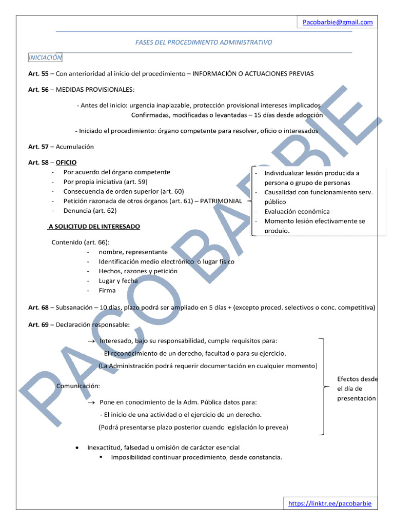 Resumen Ley 39-2015 - FASES DEL PROCEDIMIENTO ADMINISTRATIVO (Art 55 A 104) | PDF
